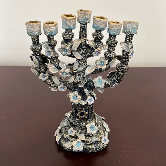 Karshi | Accents | Karshi Turquoise Bejeweled Menorah With Gemstones ...
